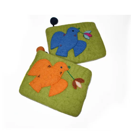 Dove bird felt purse