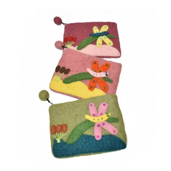 Felt wool purse, Felt new purse made in Nepal, Felt handicraft